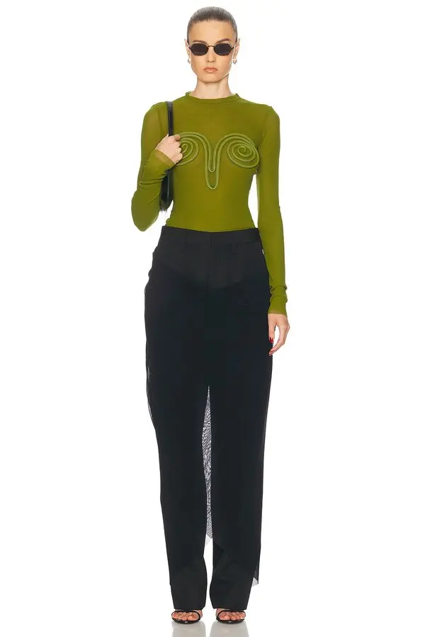 Jean Paul Gaultier Spiral Long Sleeve Top In Acid Green - 40% Off